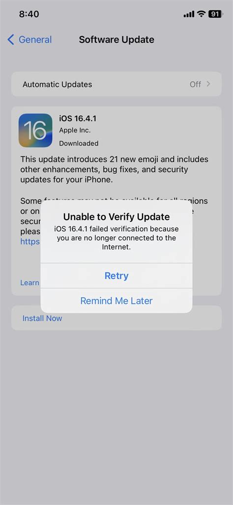 unable to verify update r ios