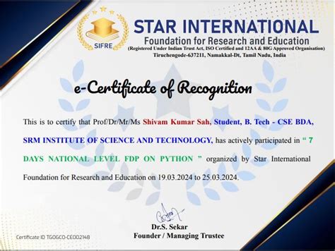 shivam kumar sah on linkedin python fdp certificate