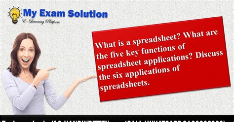 What Is A Spreadsheet What Are The Five Key Functions Of Spreadsheet Applications Discuss The