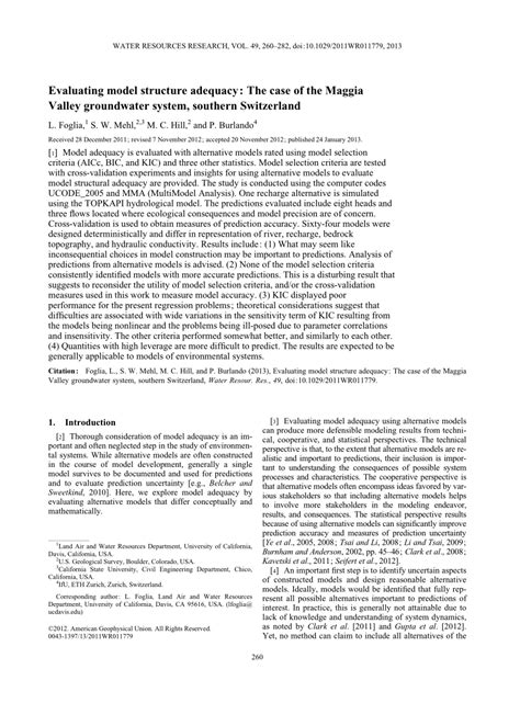 Pdf Multi Criteria Evaluation Of Hydrological Models