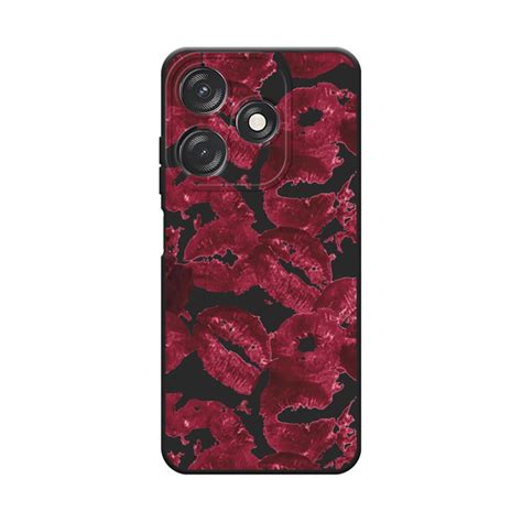 Матовый силиконовый чехол на Tecno Spark 10 10c Техно Спарк10 10С Помада паттерн 2 черный