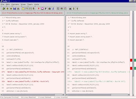 guiffy screen shots diff tool 3 way merge and folder compare