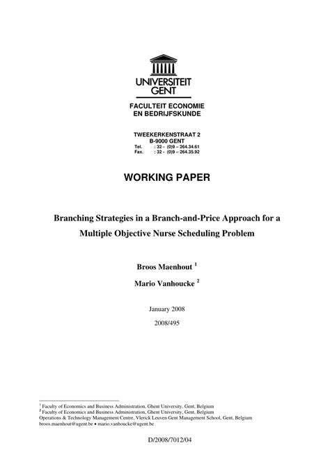 pdf branching strategies in a branch and price approach for a