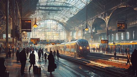 A Vibrant Train Station Scene Capturing The Bustle Of Travelers