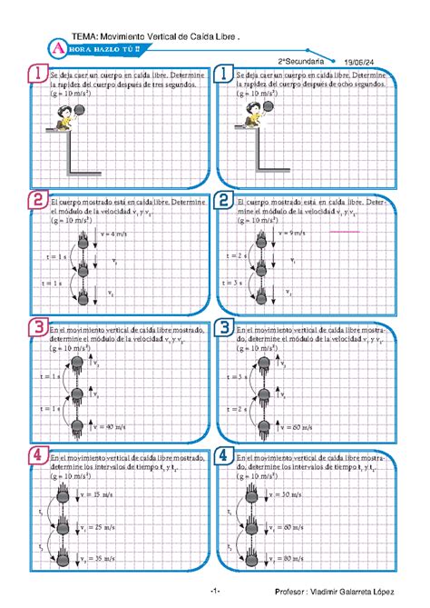 Fisica 2 Caida Libre Ejercicios Ahora Hazlo Tú 1 2 3 4 1 2 3 4