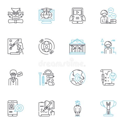 Virtual Classes Linear Icons Set Online Zoom Distance Remote
