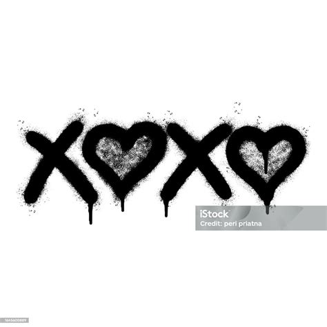 스프레이 페인트 그래피티 Xoxo Word 스프레이 흰색 배경으로 격리 그래피티 폰트 Xoxo는 흰색 위에 검은색으로 오버
