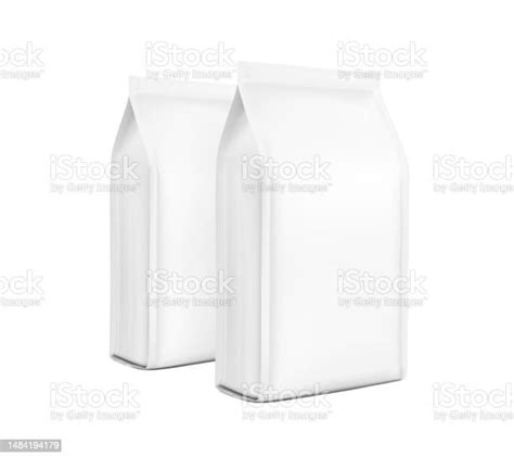 초현실적인 거싯 포장 백 모형 반쪽보기 흰색 배경에 분리된 벡터 그림입니다 0명에 대한 스톡 벡터 아트 및 기타 이미지 0명