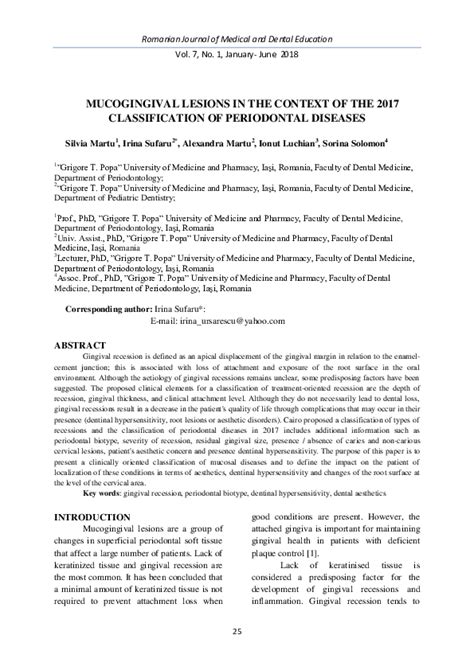 Pdf Mucogingival Lesions In The Context Of The 2017 Classification Of Periodontal Diseases