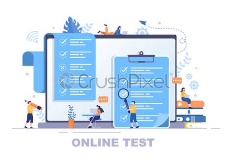 Online Testing Background Vector Illustration With Checklist Taking Exam Choosing Stock