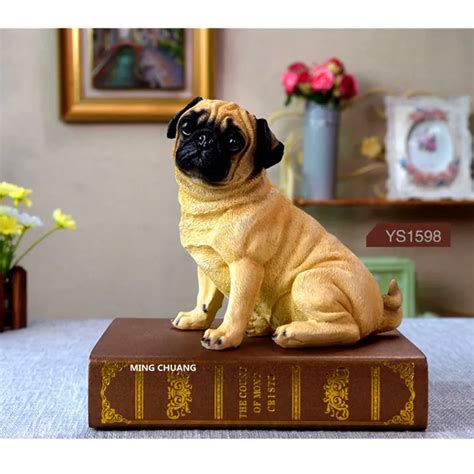 Милый щенок статуя моделирование животных Мопс смолы домашний Декор подарок на день рождения в