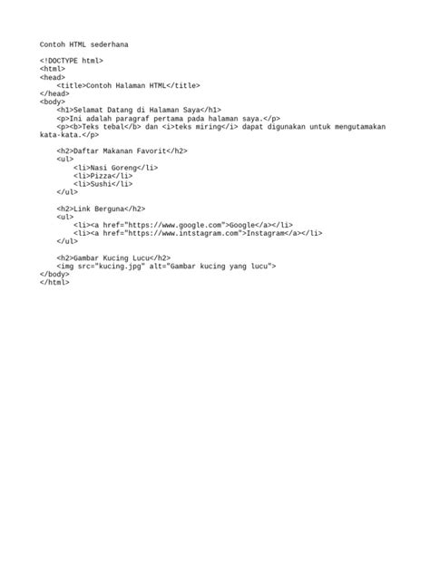 Contoh Html Sederhana Pdf