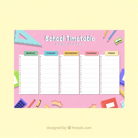 Free Vector Class Schedule And School Materials