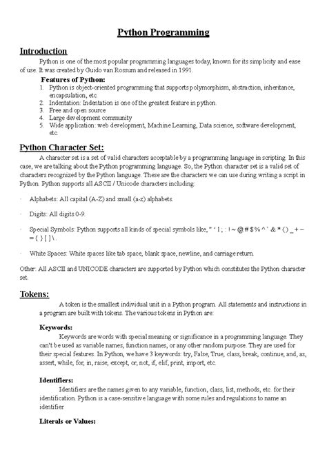 python notes python programming introduction python is one of the
