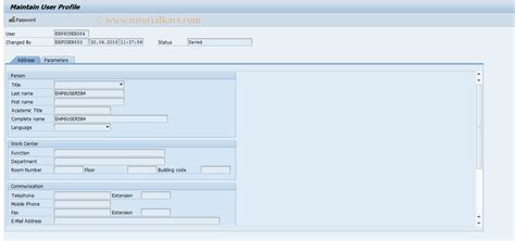 O037 SAP Tcode HR Customizing User Parameters Transaction Code