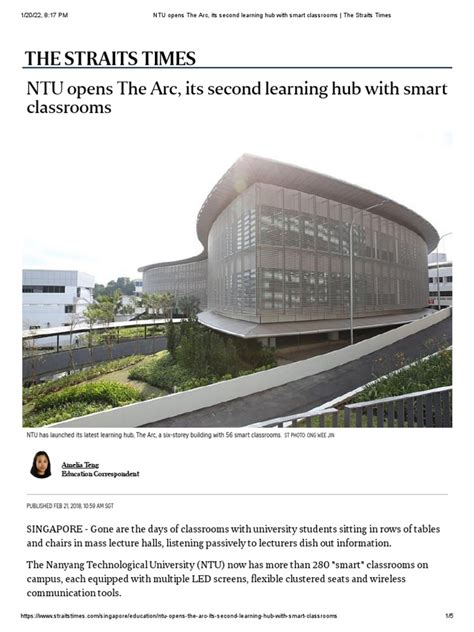 Ntu Opens The Arc Its Second Learning Hub With Smart Classrooms The Straits Times Pdf