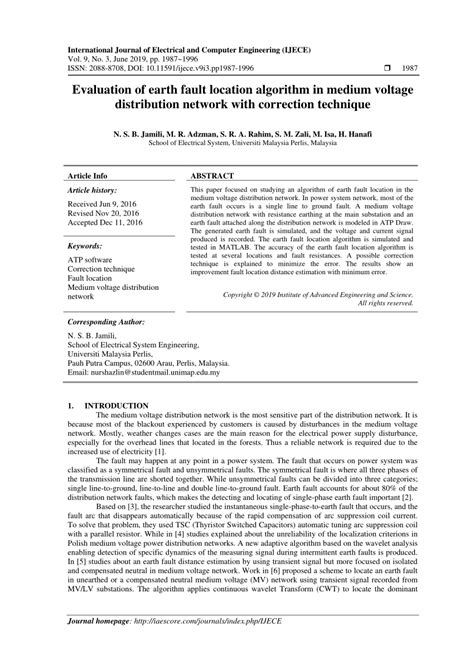 Pdf Evaluation Of Earth Fault Location Algorithm In Medium Voltage