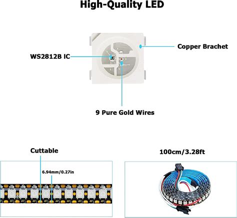 kxzm dc 5v ws2812b led strip 1m 144 pixels usb powered waterproof ip65