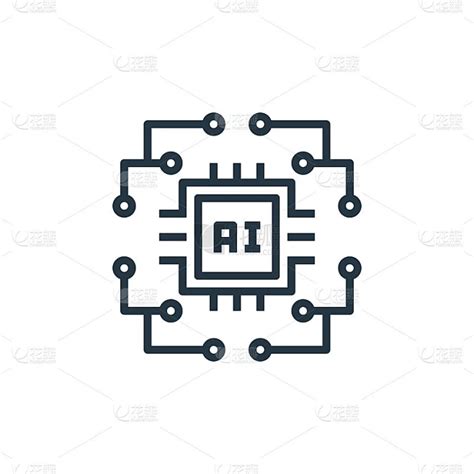 处理器图标向量来自人工智能概念。处理器可编辑笔触的细线插图。处理器线性符号用于web和移动应用程序，素材 花瓣网