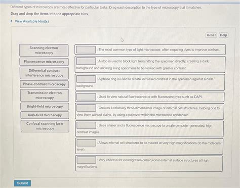Solved Different Types Of Microscopy Are Most Effective For Chegg Com