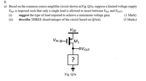 Solved 3 A Based On The Common Source Amplifier Circuit