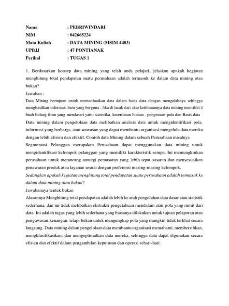 Tugas 1 Pebriwindari Data Mining Pdf