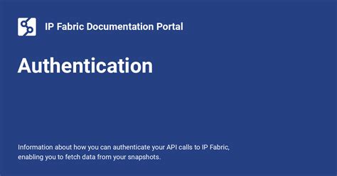 Authentication Ip Fabric Documentation Portal