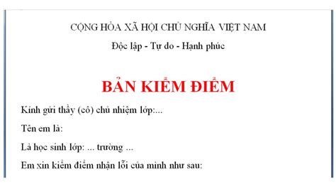 8 Mẫu Bản Kiểm điểm Học Sinh Chi Tiết Và Chính Xác Mới Nhất 2024