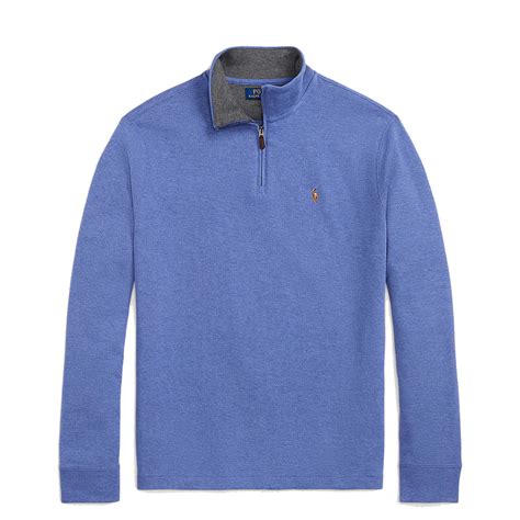 Polo Ralph Lauren Estate Rib Quarter Zip Pullover Faded Royal Heather