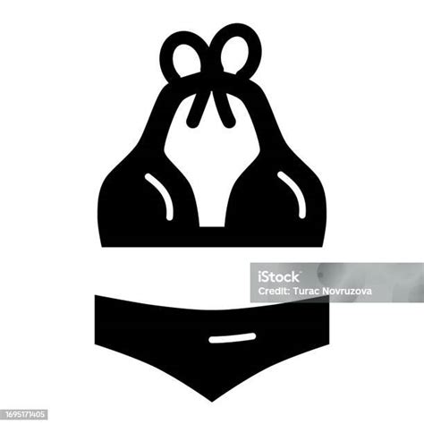 수영복 솔리드 아이콘 여름 컨셉 흰색 배경에 수영복 기호 글리프 스타일의 모바일 컨셉 웹 디자인의 여성 수영복 아이콘 벡터