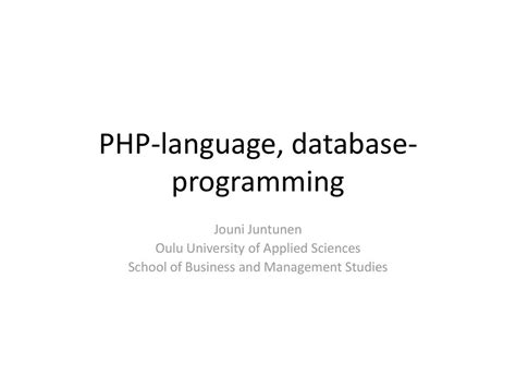 PHP-language, database-programming - ppt download