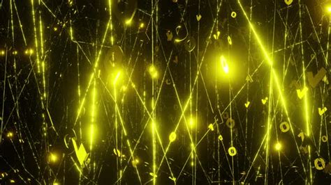Moving Through Binary Matrix Of Yellow Flashing Ones And Zeros Digital Background Concept