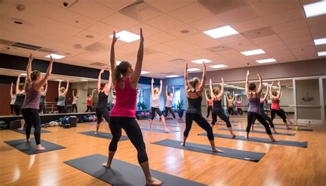 Premium Photo A Fitness Class Practices Dynamic