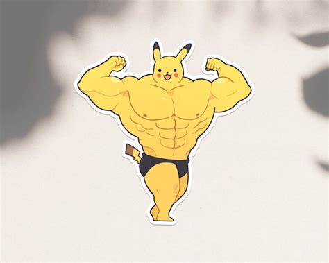 Buff Pikachu Pegatina Muscular Pokemon Pegatinas Pegatinas Etsy