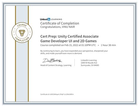 Just Finished The Course “cert Prep Unity Certified Associate Game Developer Ui And 2d Games