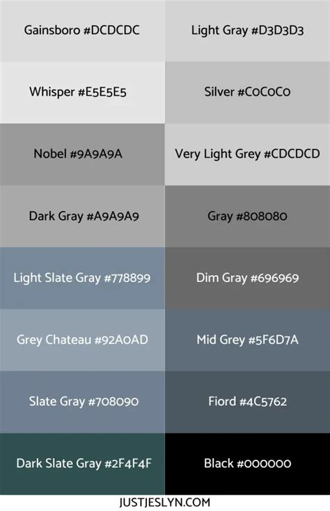 Grey Css Color Codes Stationascse