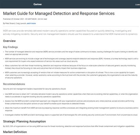 gartner s market guide for managed detection and response services