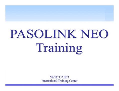 Pasolink Neo Training Doc Pdf