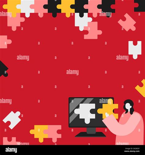 Lady Holding Puzzle Piece Representing Innovative Problem Solving Ideas Woman Combining Jigsaw