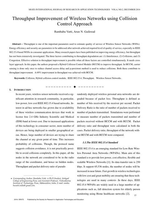 Pdf Throughput Improvement Of Wireless Networks Using Collision