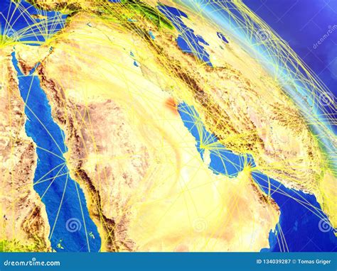 Kuwait From Space With Network Stock Illustration Illustration Of Kuwaiti Network 134039287