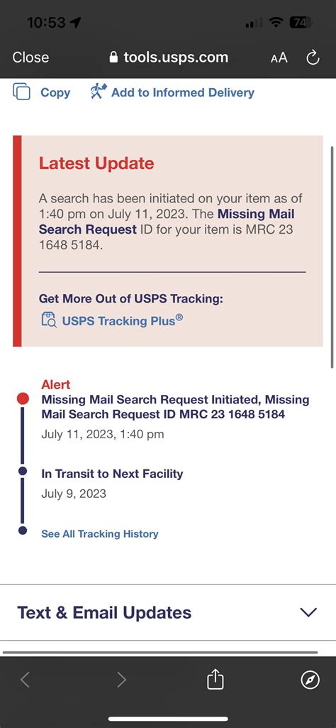 package missing r usps complaints