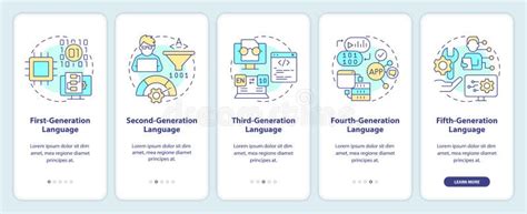 Programming Language Generations Onboarding Mobile App Screen Stock Vector Illustration Of