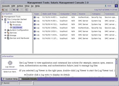 Viewing Log Data Through Log Viewer Solaris Wbem Services Administration Guide