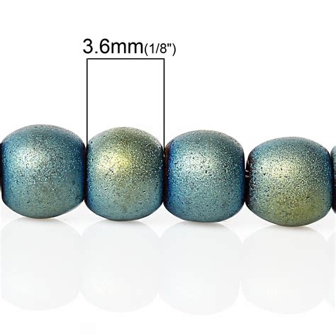 4mm Round Titanium Matte Blue And Gold Hematite Gemstone Beads Full