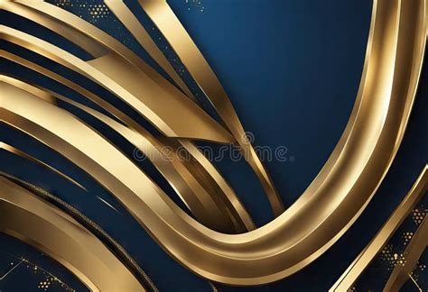 Banner Web Template Abstract Blue And Golden Curved Lines Overlapping