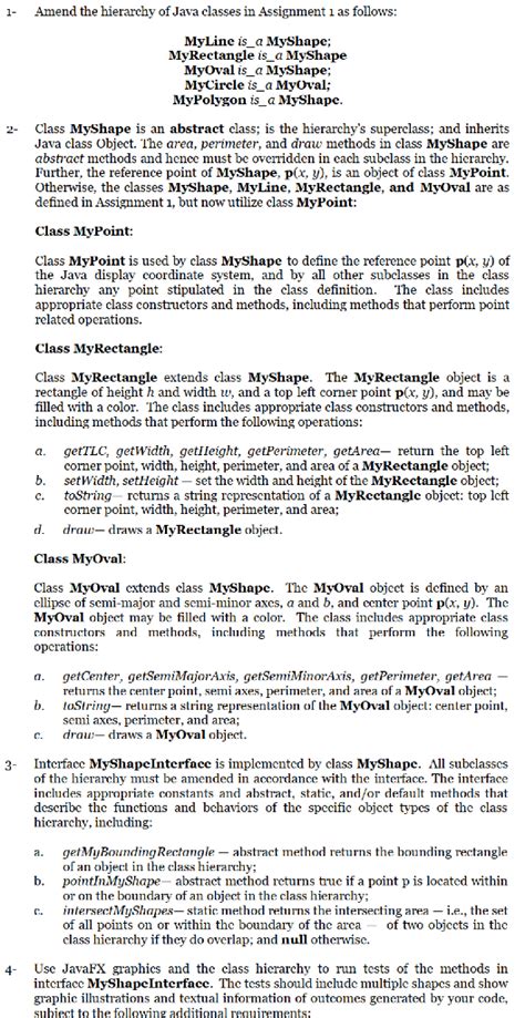 Solved Amend The Hierarchy Of Java Classes In Assignment Chegg