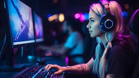 Professional Girl Gamer Premium Ai Generated Image