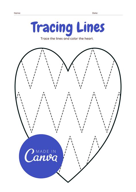 Tracing Lines Preschool Heart Heart Shape Tracing Activity Preschool