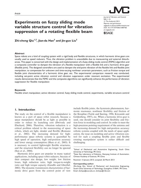 Pdf Experiments On Fuzzy Sliding Mode Variable Structure Control For